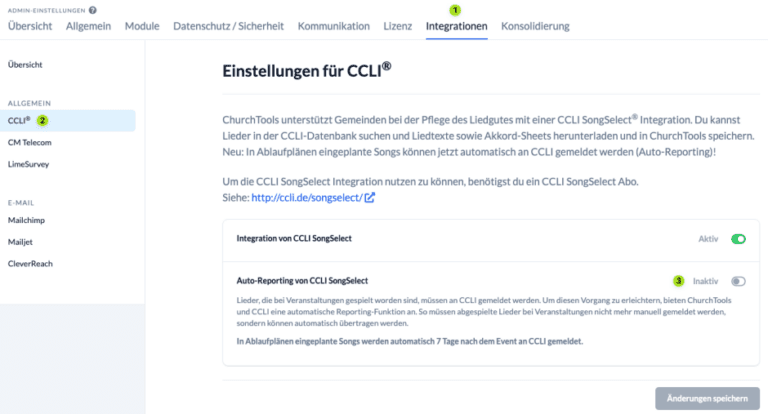 CCLI® Auto-Reporting – ChurchTools Academy