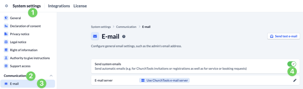 How to activate/deactivate system e-mails? – ChurchTools Academy