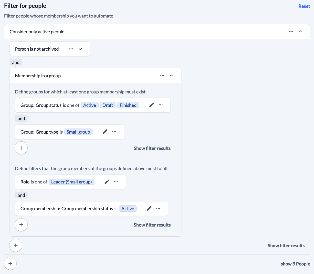Example: Combine all small group leaders – ChurchTools Academy