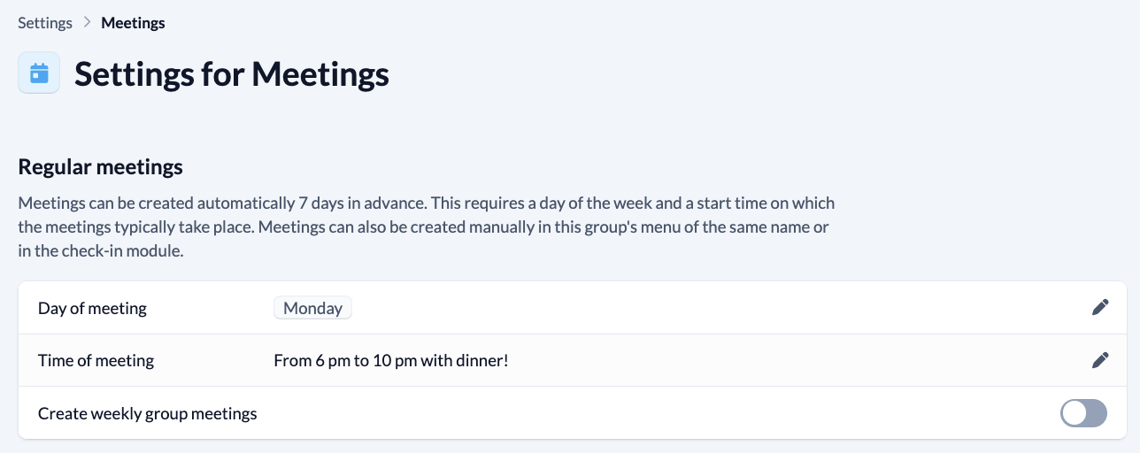 How to configure settings for my group meetings? – ChurchTools Academy