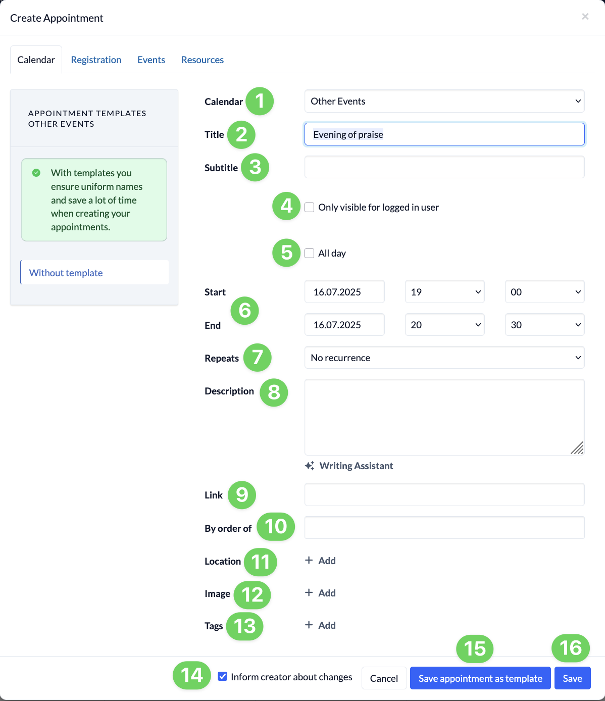 How to create an appointment? – ChurchTools Academy