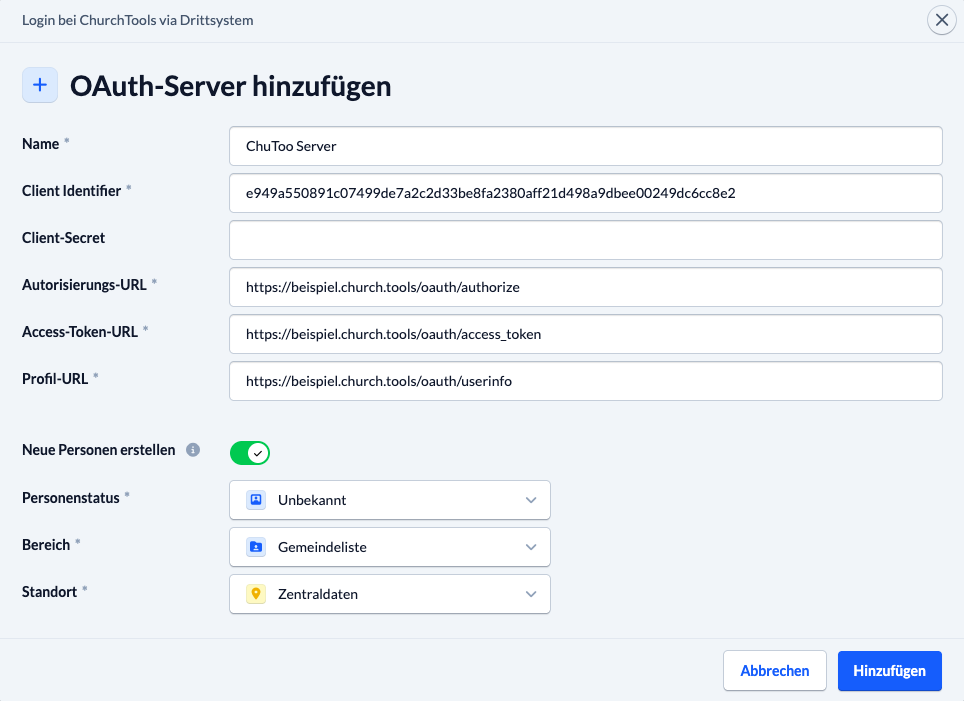 OAuth between two ChurchTools systems – ChurchTools Academy